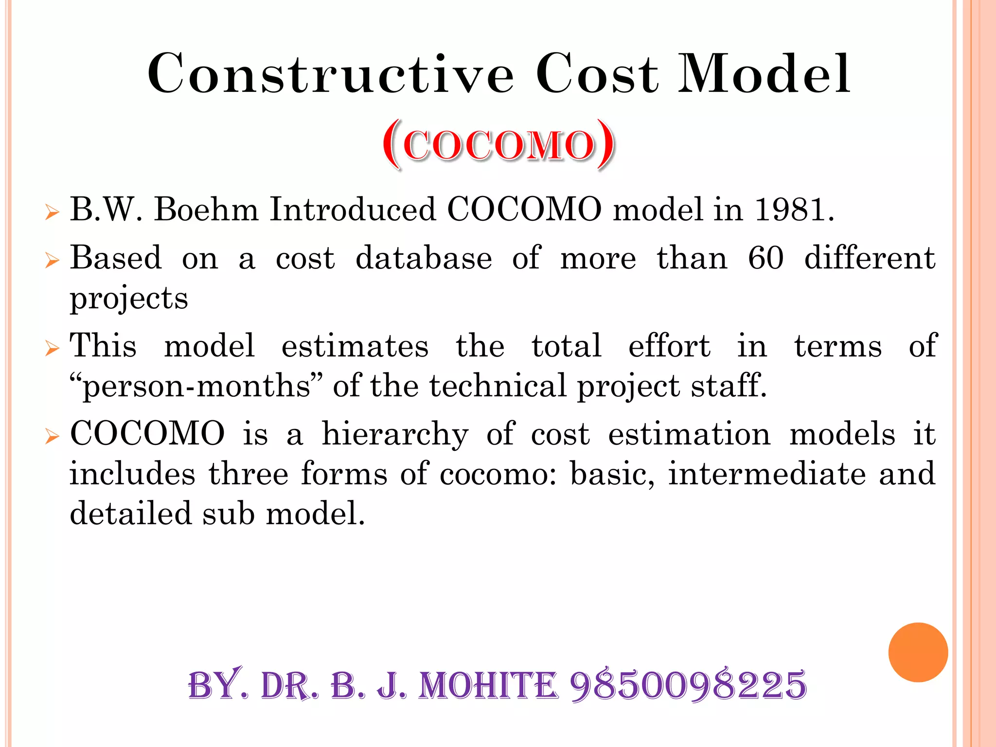 COCOMO Model By Dr. B. J. Mohite | PDF