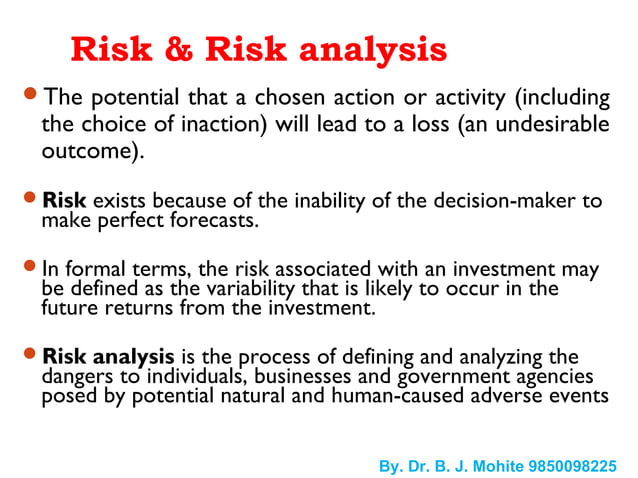 Payback model of risk management by Dr. B. J. Mohite
