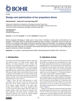 Design and optimization of ion propulsion drone | PDF | Physics | Science