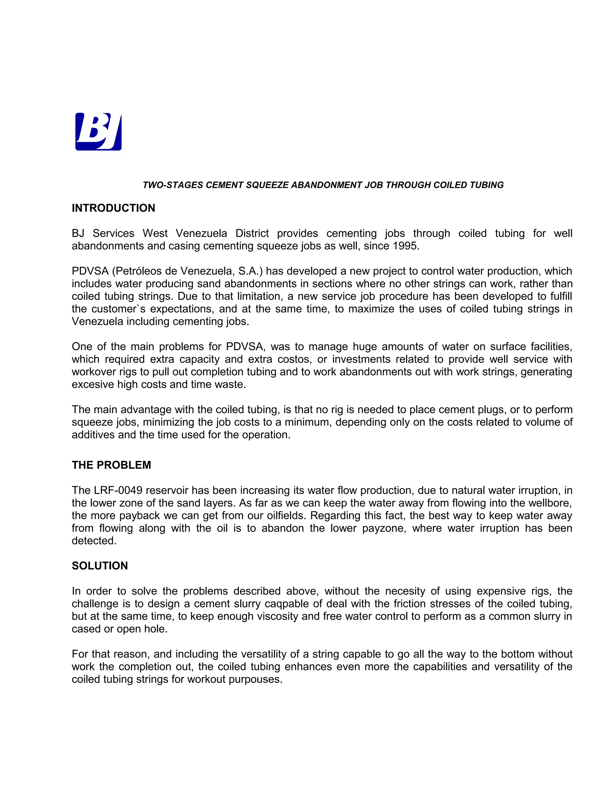 Bj news cement squeeze job - vlc-1433 | DOC