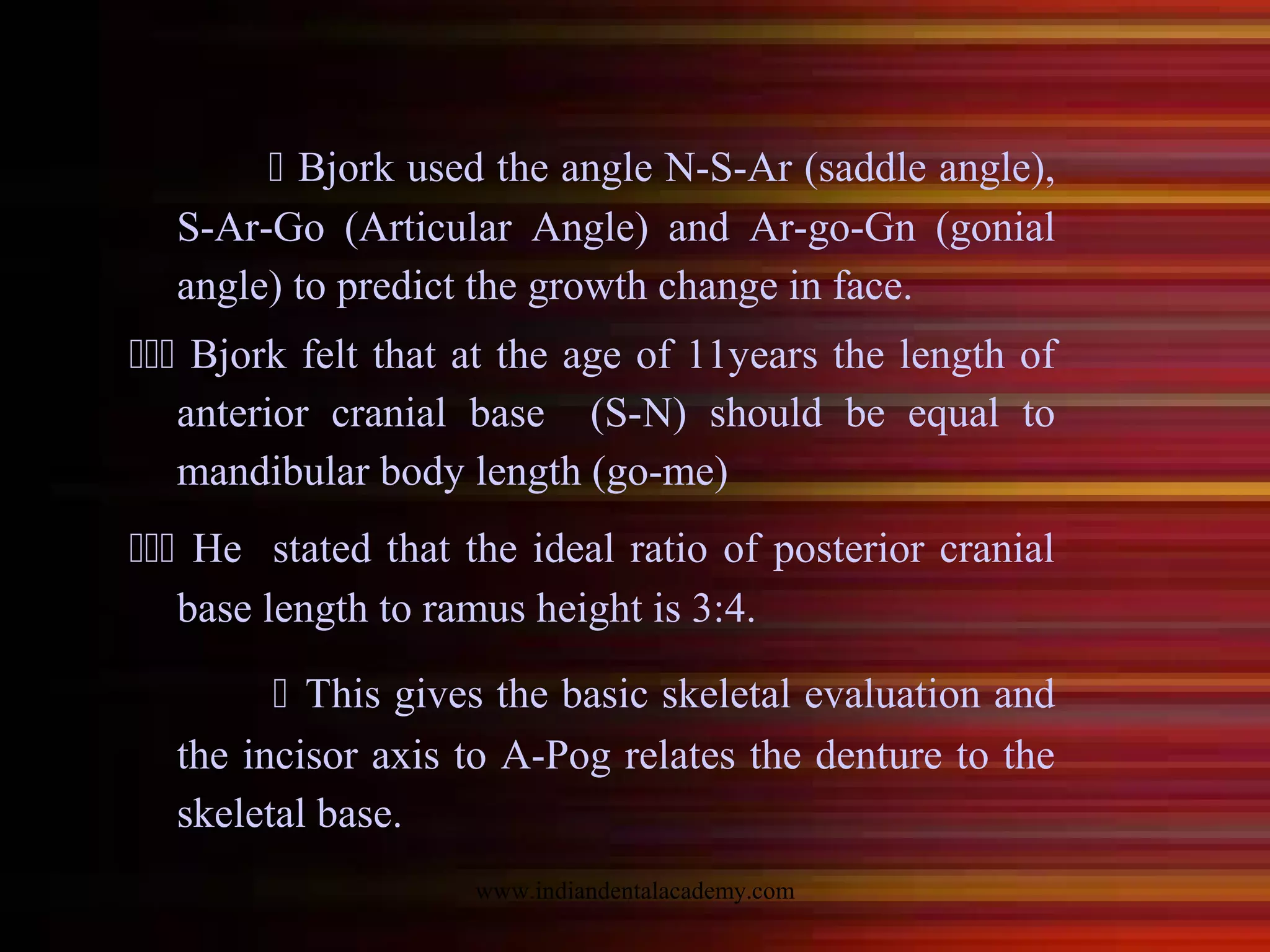 Bjork& jarabak cephalometric analysis | PPT