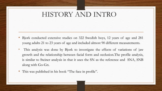 BJORKS CEPHALOMETRIC ANALYSIS. ORTHODONTICS pptx | PPTX