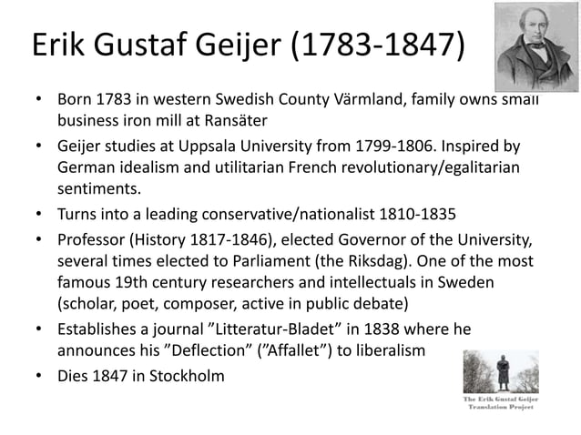 Erik Gustaf Geijer and the Poor Laws | PPT