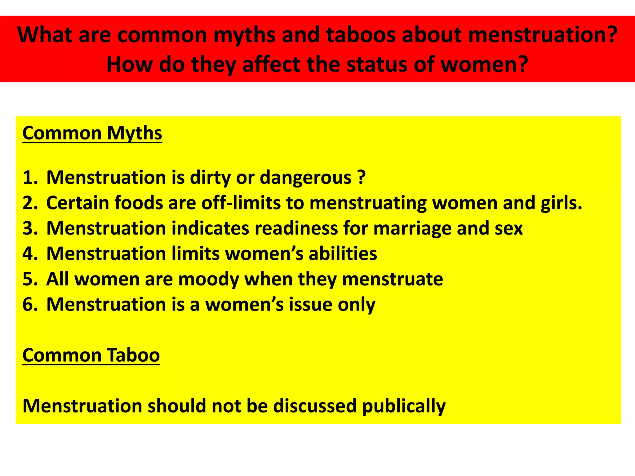 Menstruation and human rights (UNFPA based ppt) | PPT