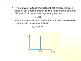 Bipolar Junction Transistor (BJT) working and characterstics | PPTX