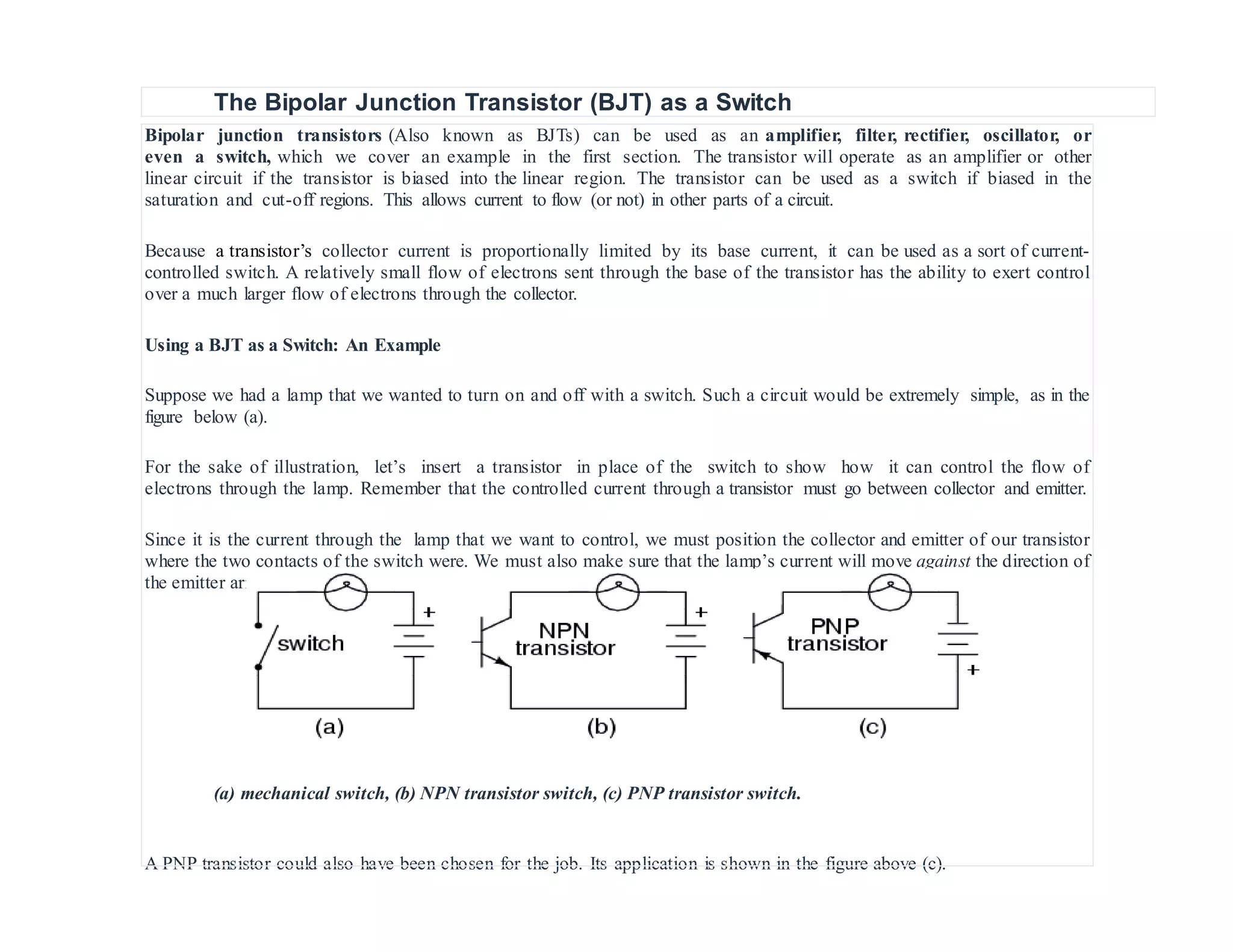 BJT, FET, MOSFET as Switch | PPTX