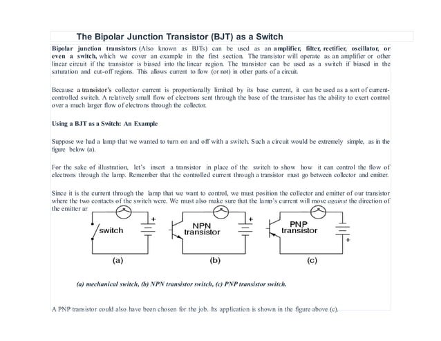 BJT, FET, MOSFET as Switch | PPTX | Consumer Electronics | Technology & Computing