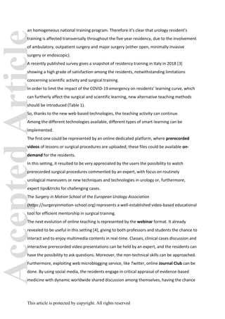 Slowdown of Urology residents' learning curve during COVID-19 Emergency ...