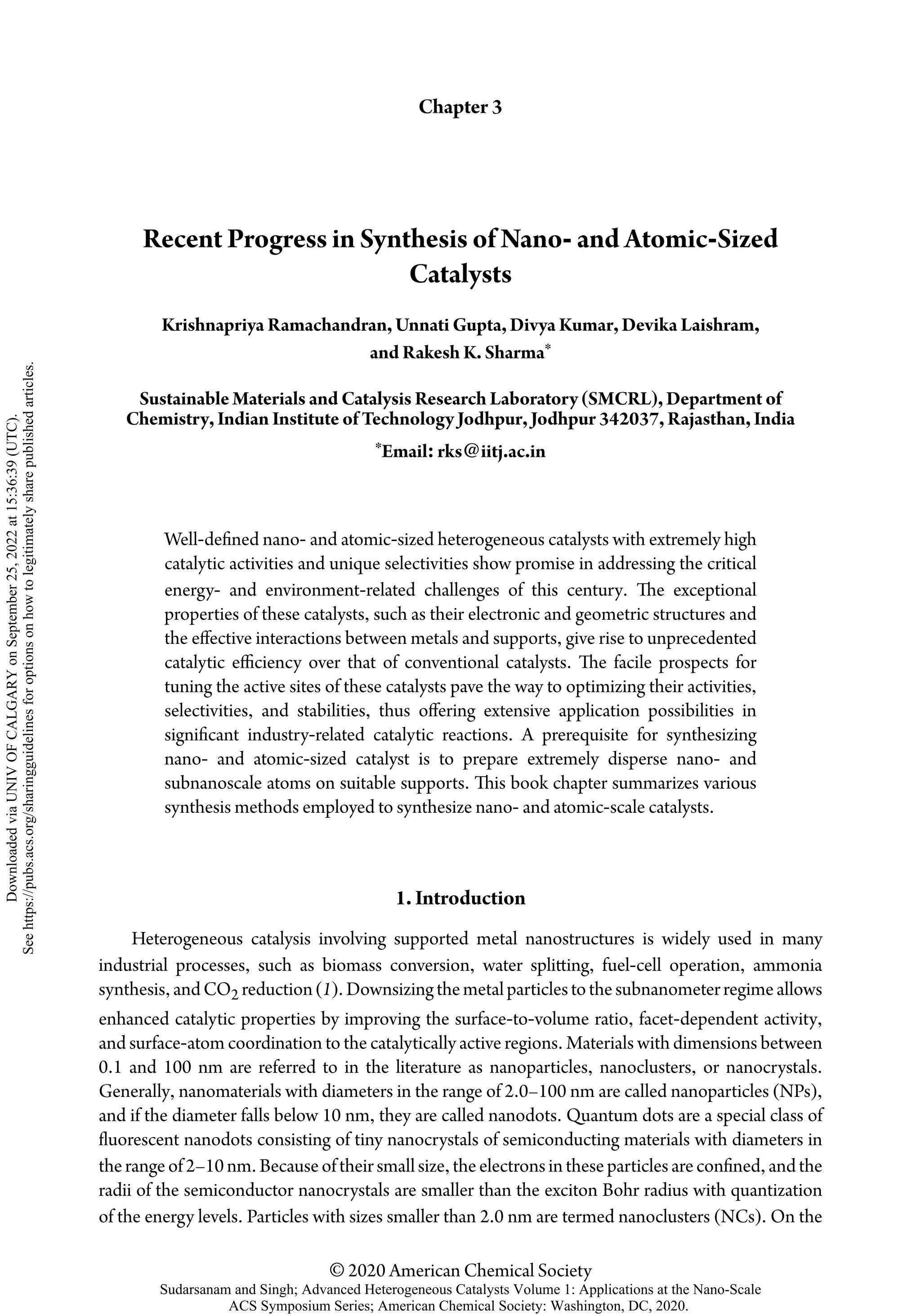 Recent Progress in Synthesis of Nano- and Atomic-Sized Catalysts | PDF