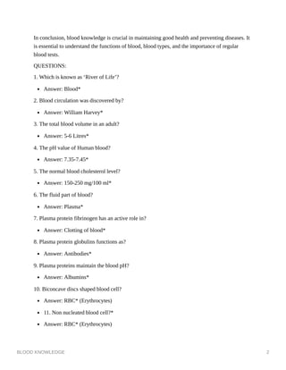 BLOOD KNOWLEDGE | PDF