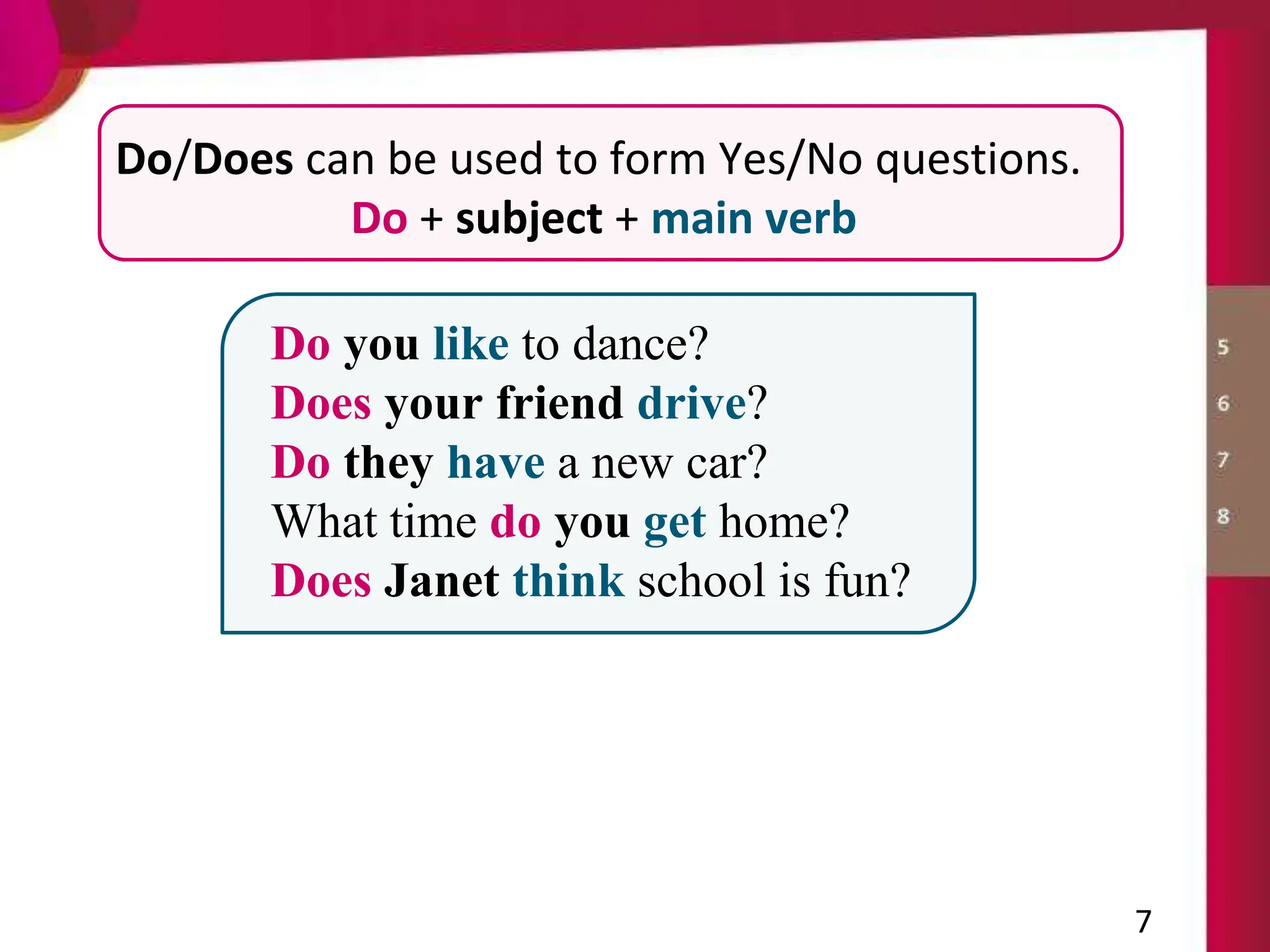 BK 1 Unit 5 to 8 Present Simple Do Does.ppt