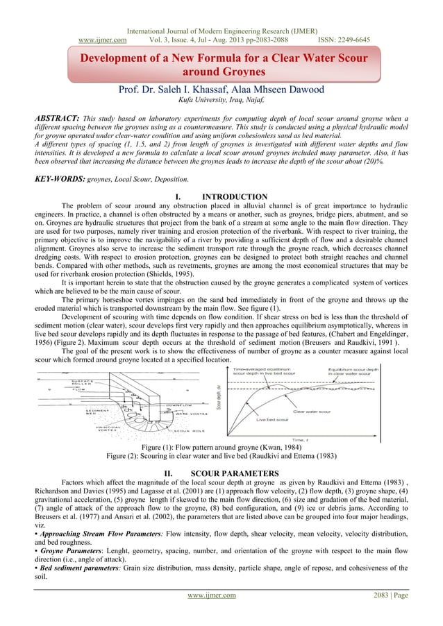 Development of a New Formula for a Clear Water Scour around Groynes | PDF