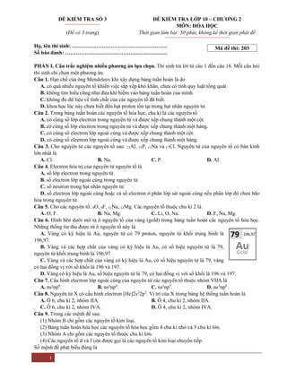 BỘ ĐỀ KIỂM TRA THEO TỪNG CHƯƠNG HÓA HỌC 10, 11, 12 - FORM 2025 (DÙNG ...