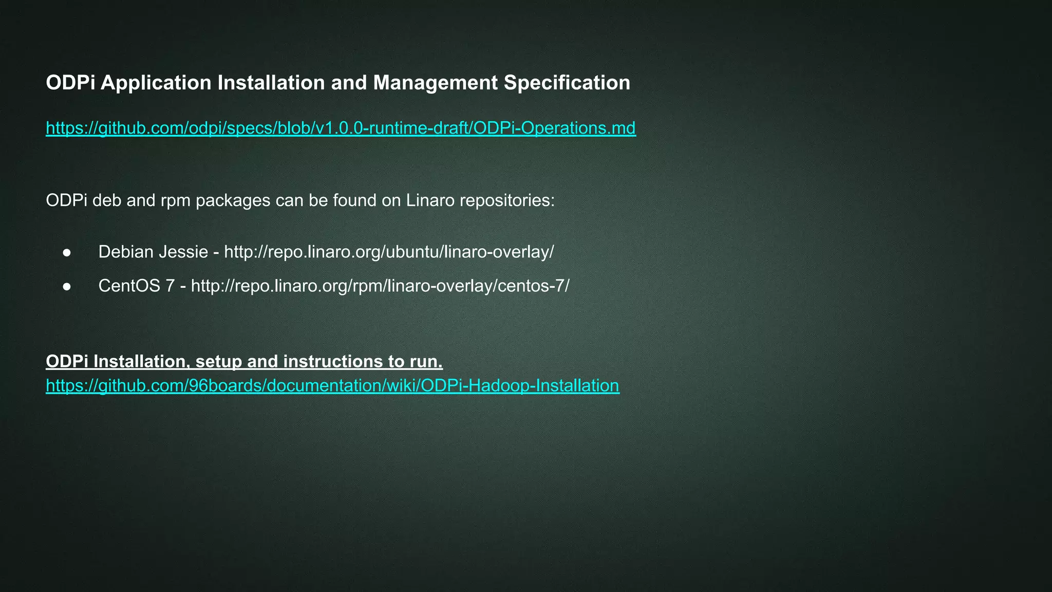 ODPi (Open Data Platform Initiative) - Standardizing Hadoop Ecosystem: Linaro Connect | PDF ...