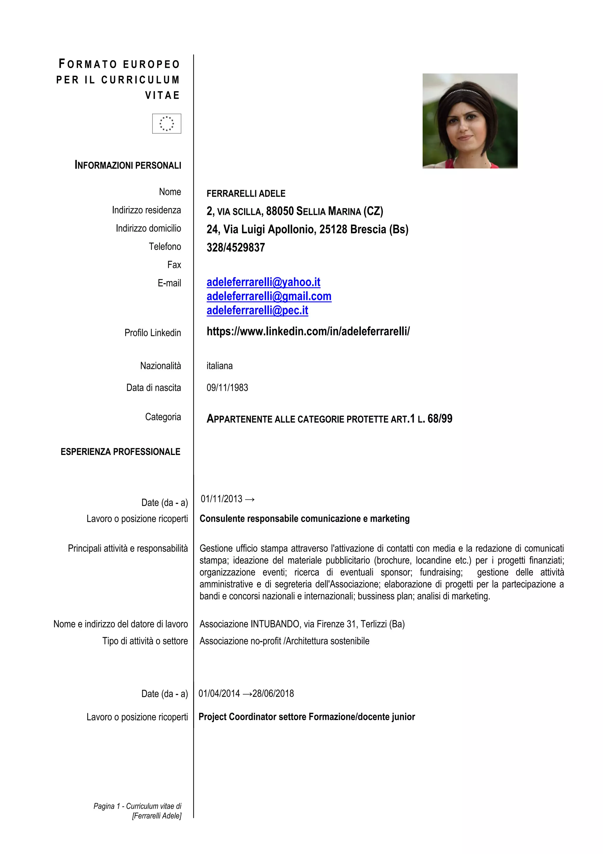 Cv presentazione ferrarelli_68_99 | PDF | Business | Business and Finance