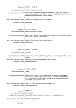 Cv presentazione ferrarelli_68_99 | PDF | Business | Business and Finance