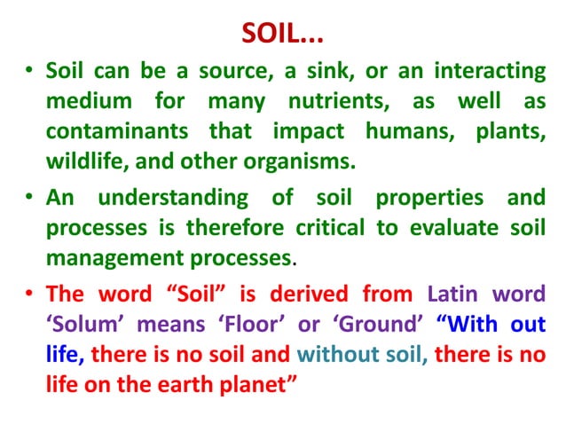 Introduction to soil science | PPTX | Science