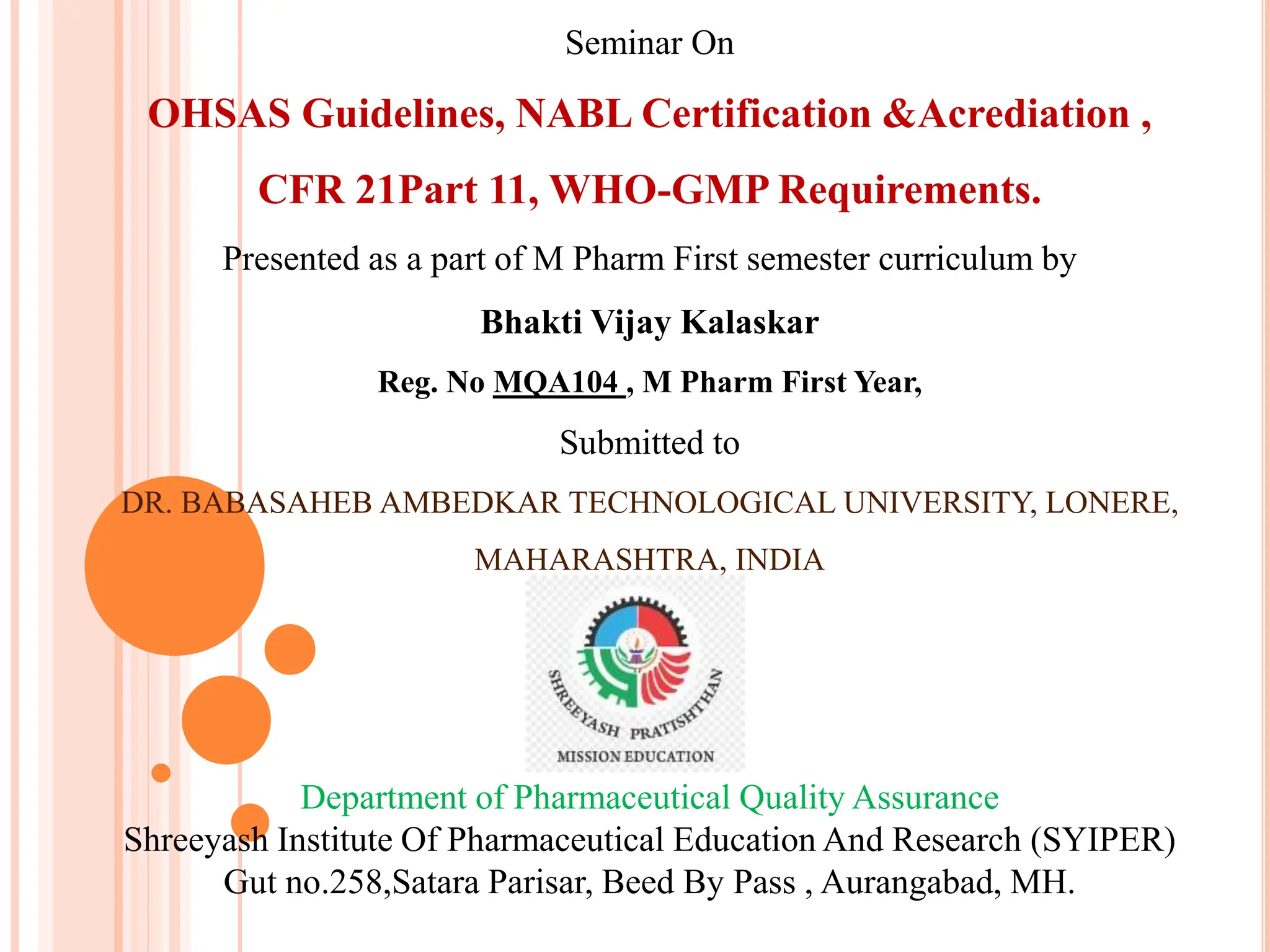 Oshas Guidelines Nabl Certification And Accrediation Cfr 21 Part11