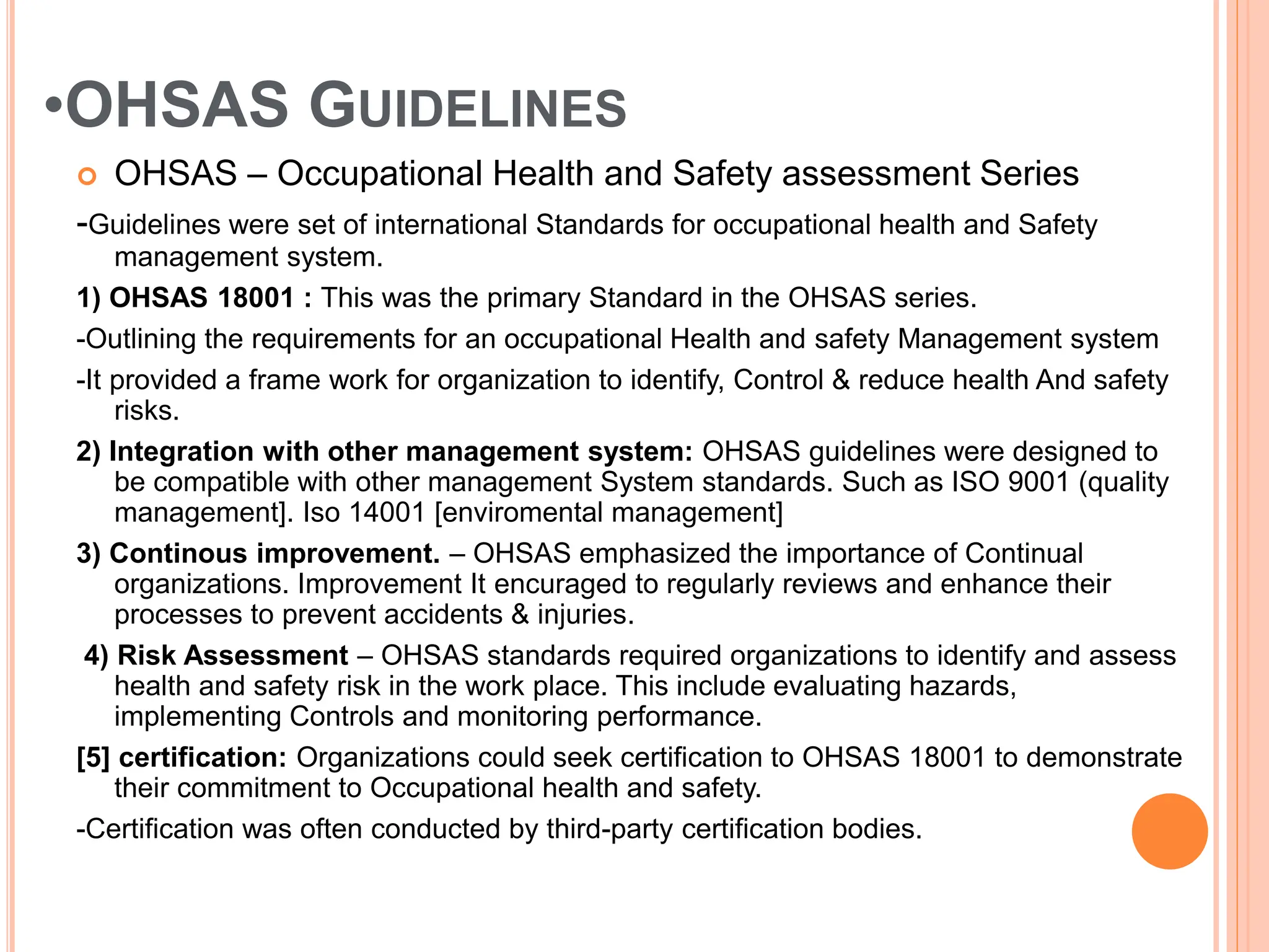 Oshas guidelines, NABL certification & Accrediation, CFR 21 part11 , WHO- GMP requirements | PPTX