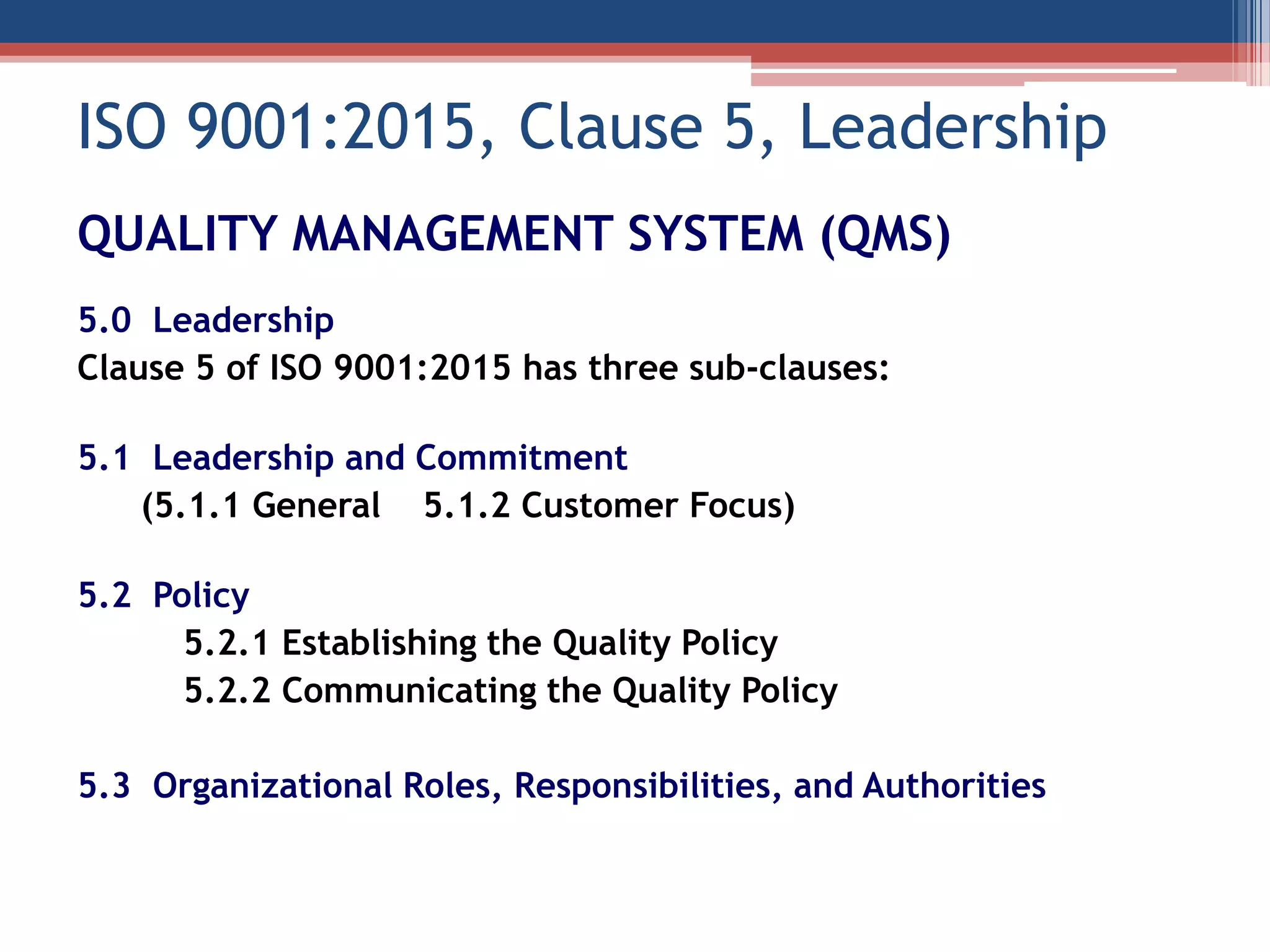 PRESENTATION ON ISO - 9001, 14001, & 45001 Clause - 5 | PPT
