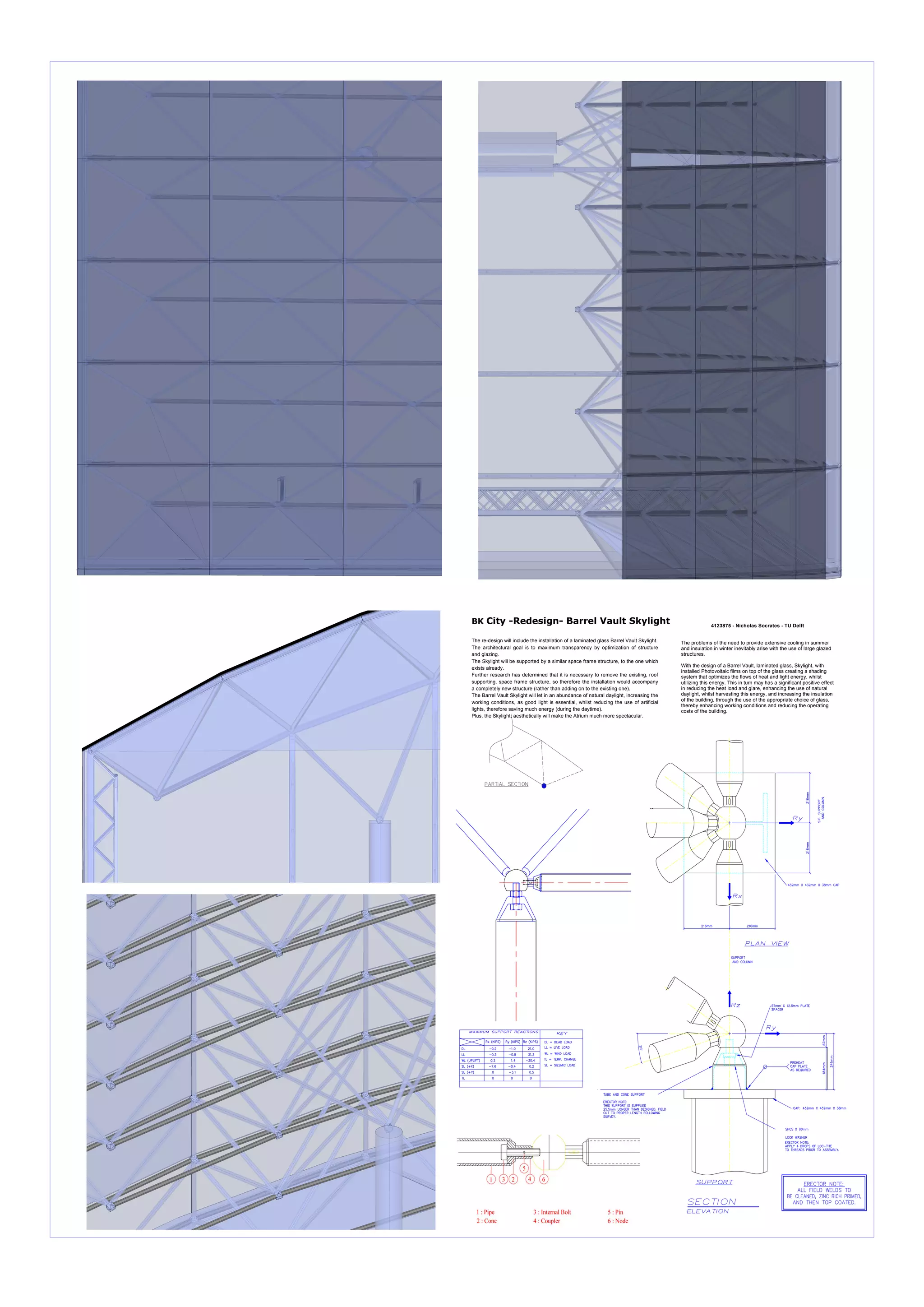 BK City - TU Delft - Redesign Atrium with Space Frame + Barrel Vault | PDF