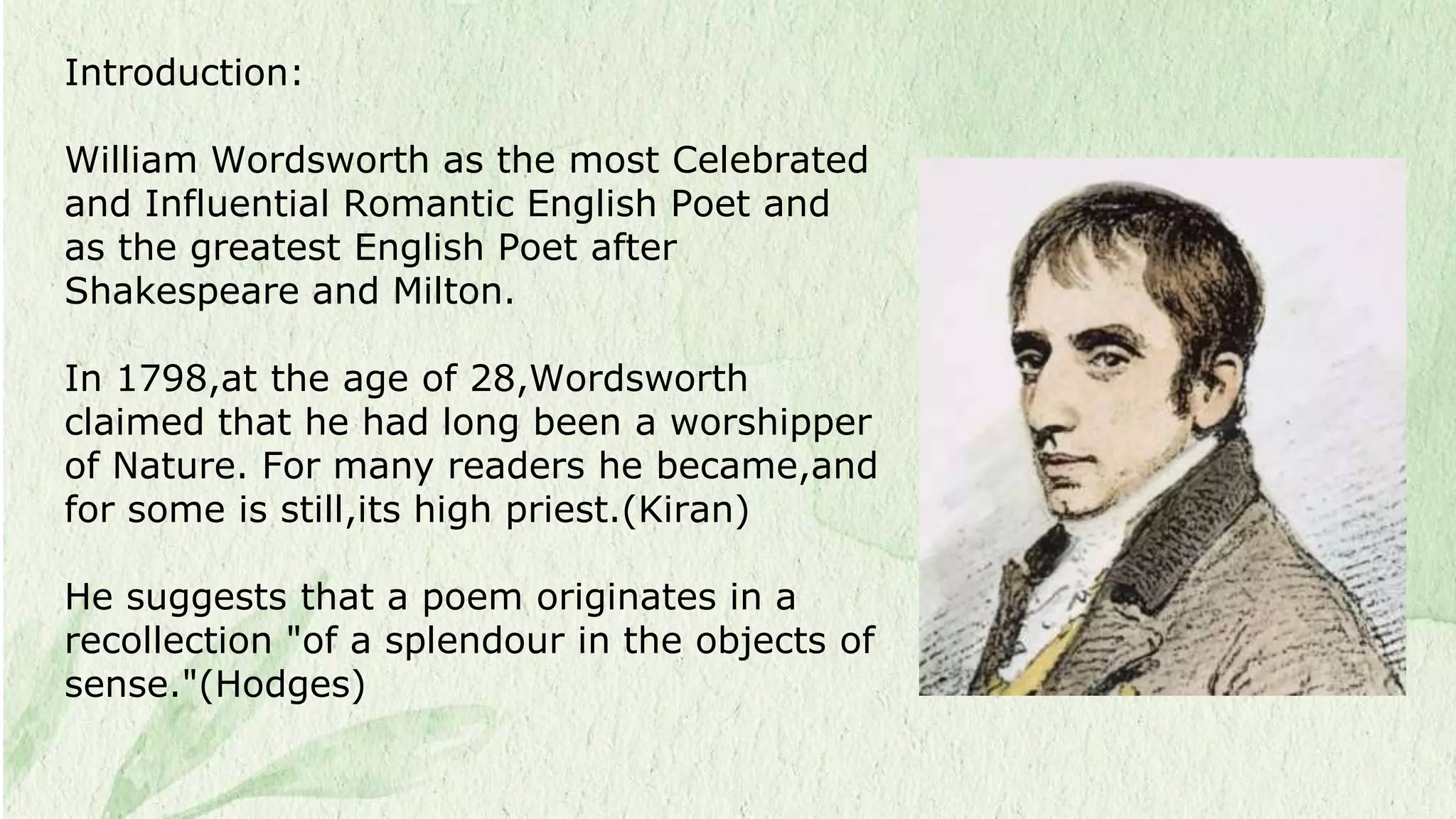 The Element of Nature in Worthworth's Poem | PPTX