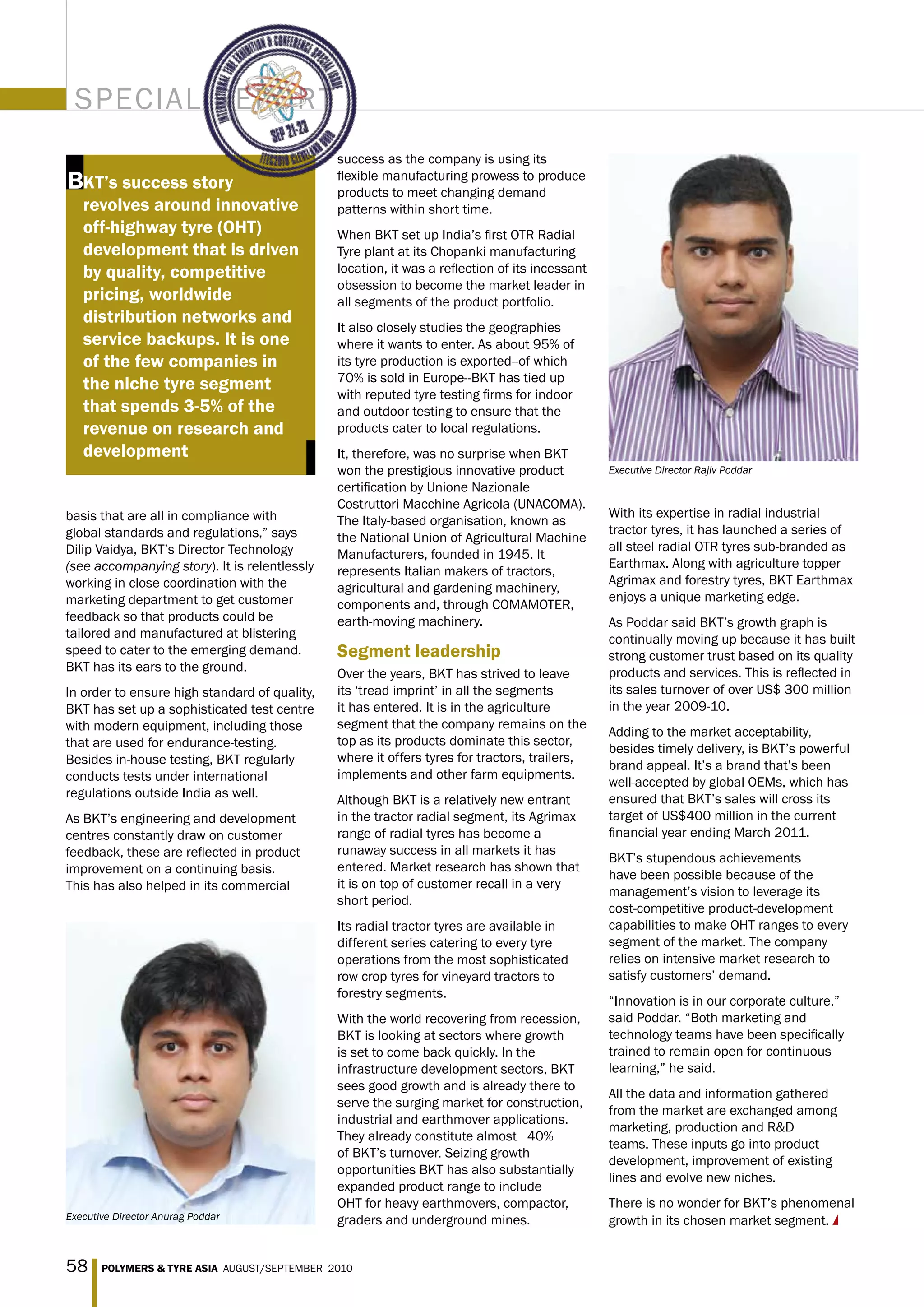 Bkt special report aug sept- 10 - tyre asia | PDF