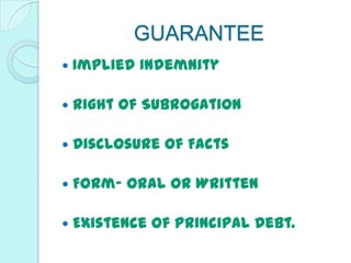Indemnity and Guarantee | PPTX