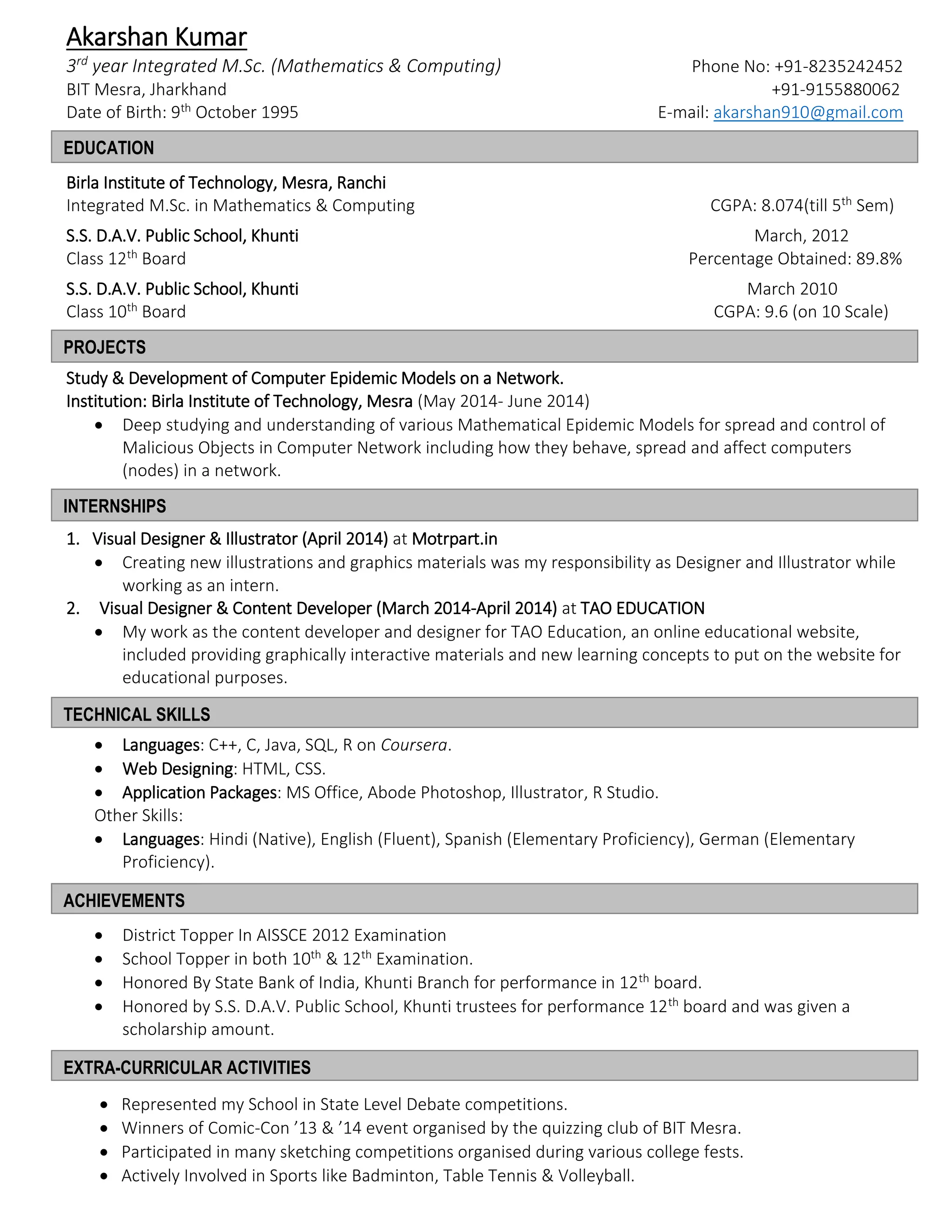 Akarshan kumar cv | PDF