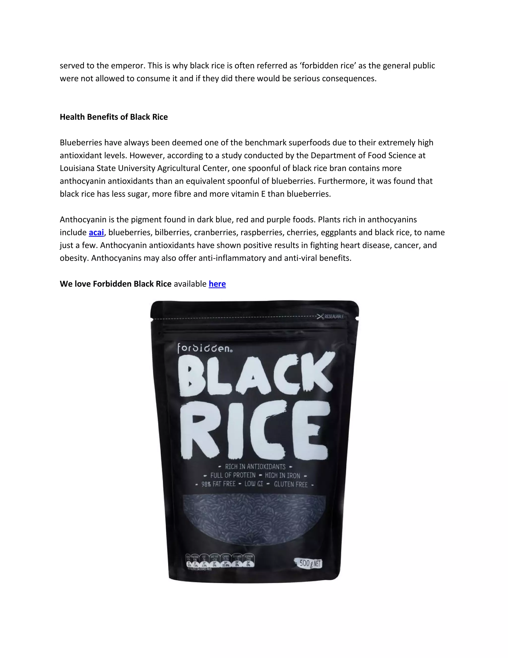 Black rice – more antioxidants than blueberries + superfood black rice ...