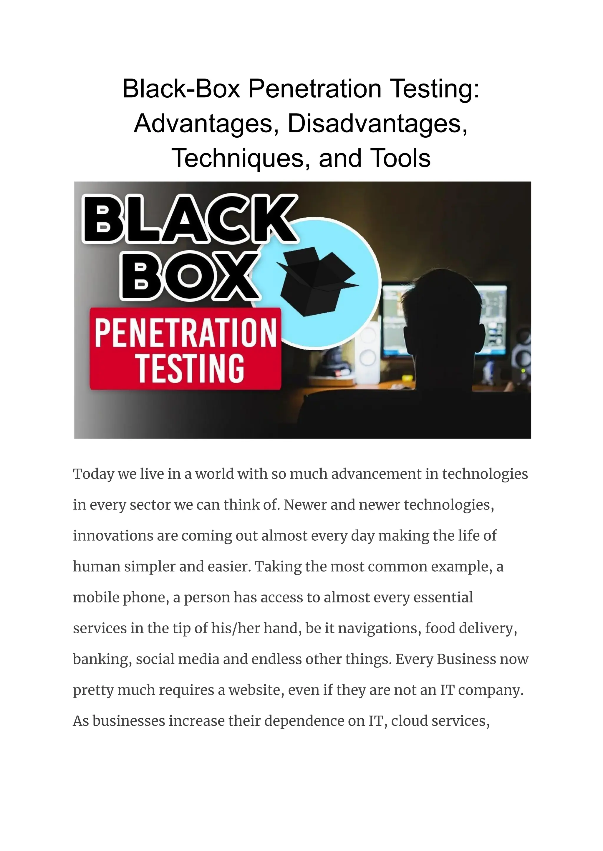 Black-Box Penetration Testing_ Advantages, Disadvantages, Techniques ...