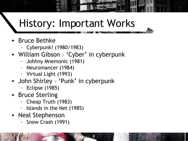 Black Ice & Mirrorshades: An Introduction to Cyberpunk | PPT