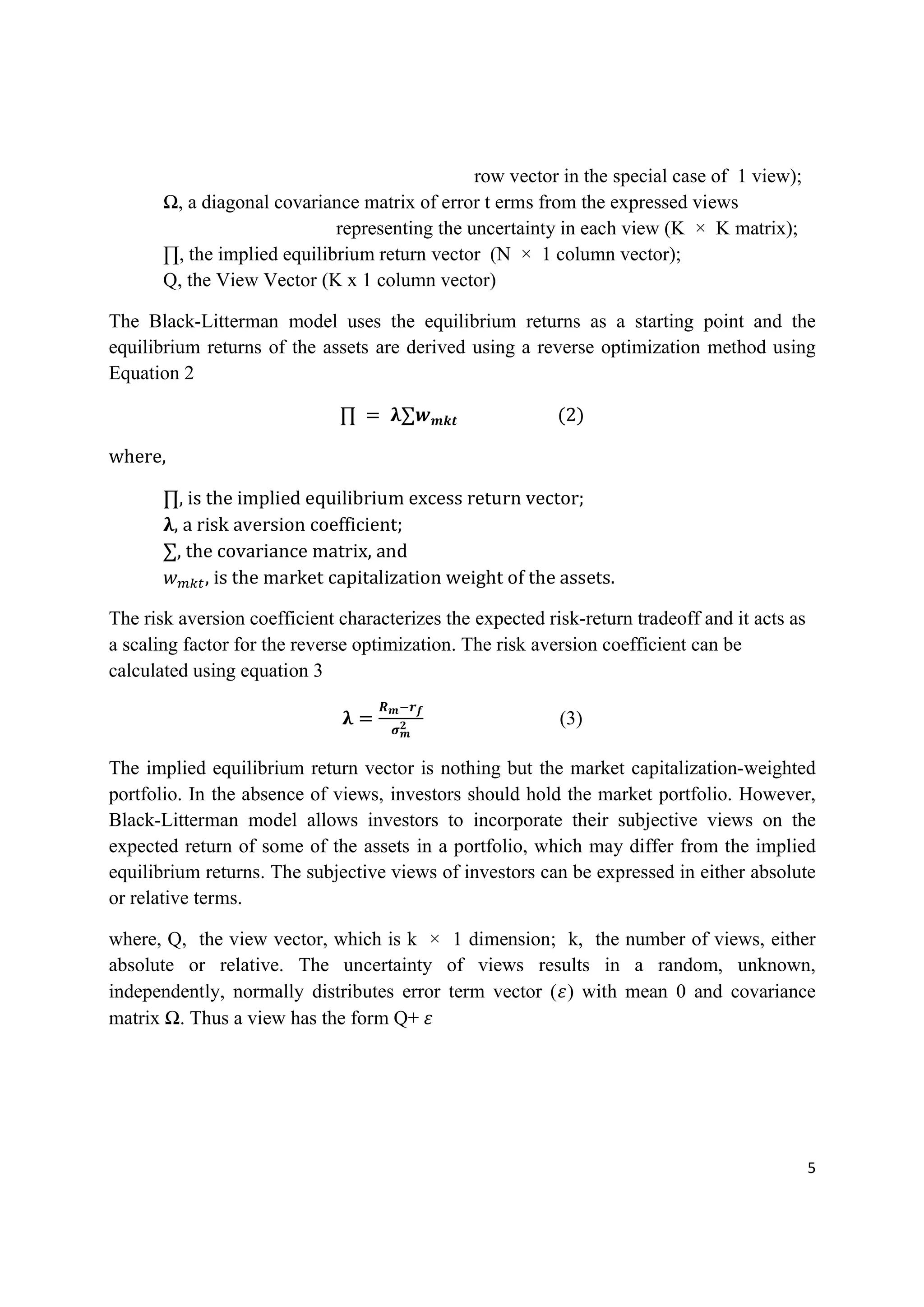 Black littleman portfolio optimization | PDF