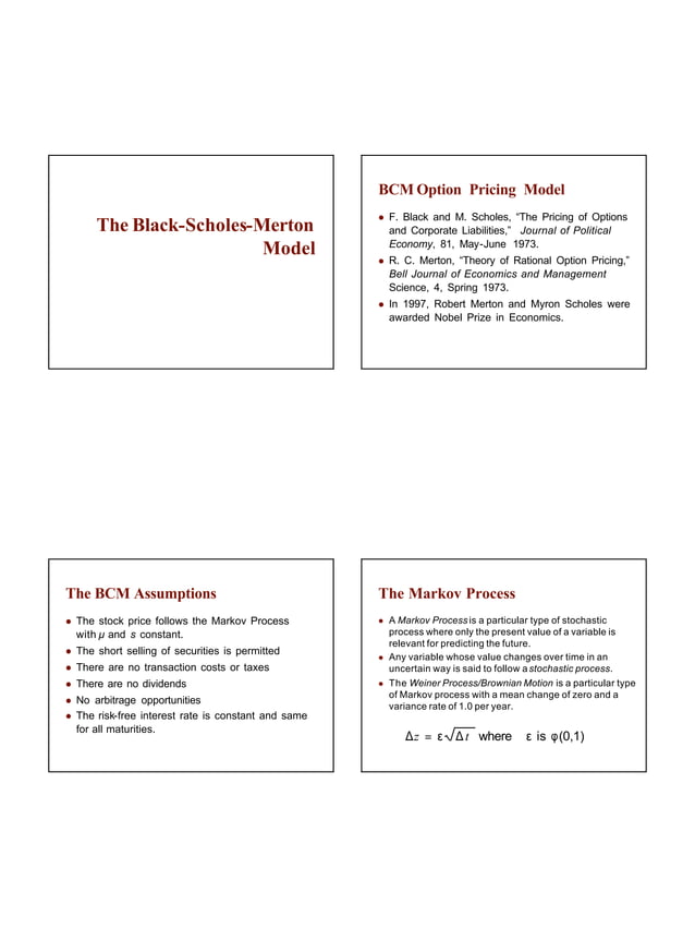 Black scholes model | PDF