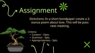 Bonsai by Edith L. Tiempo. A poem appreciation lesson plan method | PPT