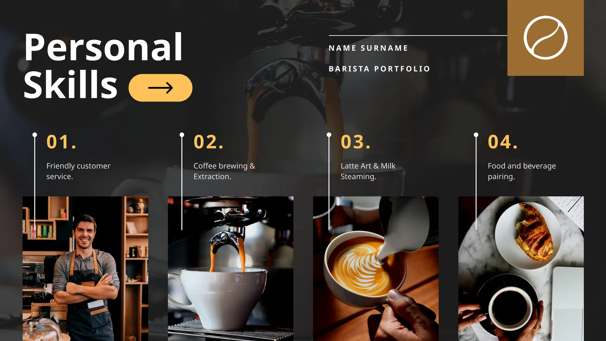 Black and Orange Professional Barista Coffee Portfolio Presentation.pptx