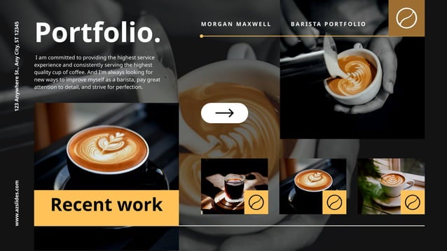 Black and Orange Professional Barista Coffee Portfolio Presentation.pptx