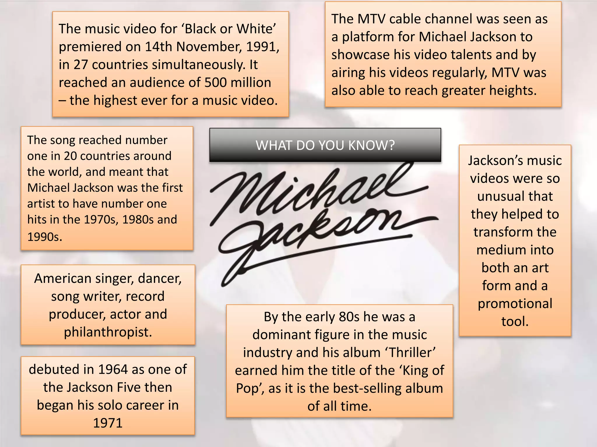 Michael Jackson - Black or White analysis | PPTX