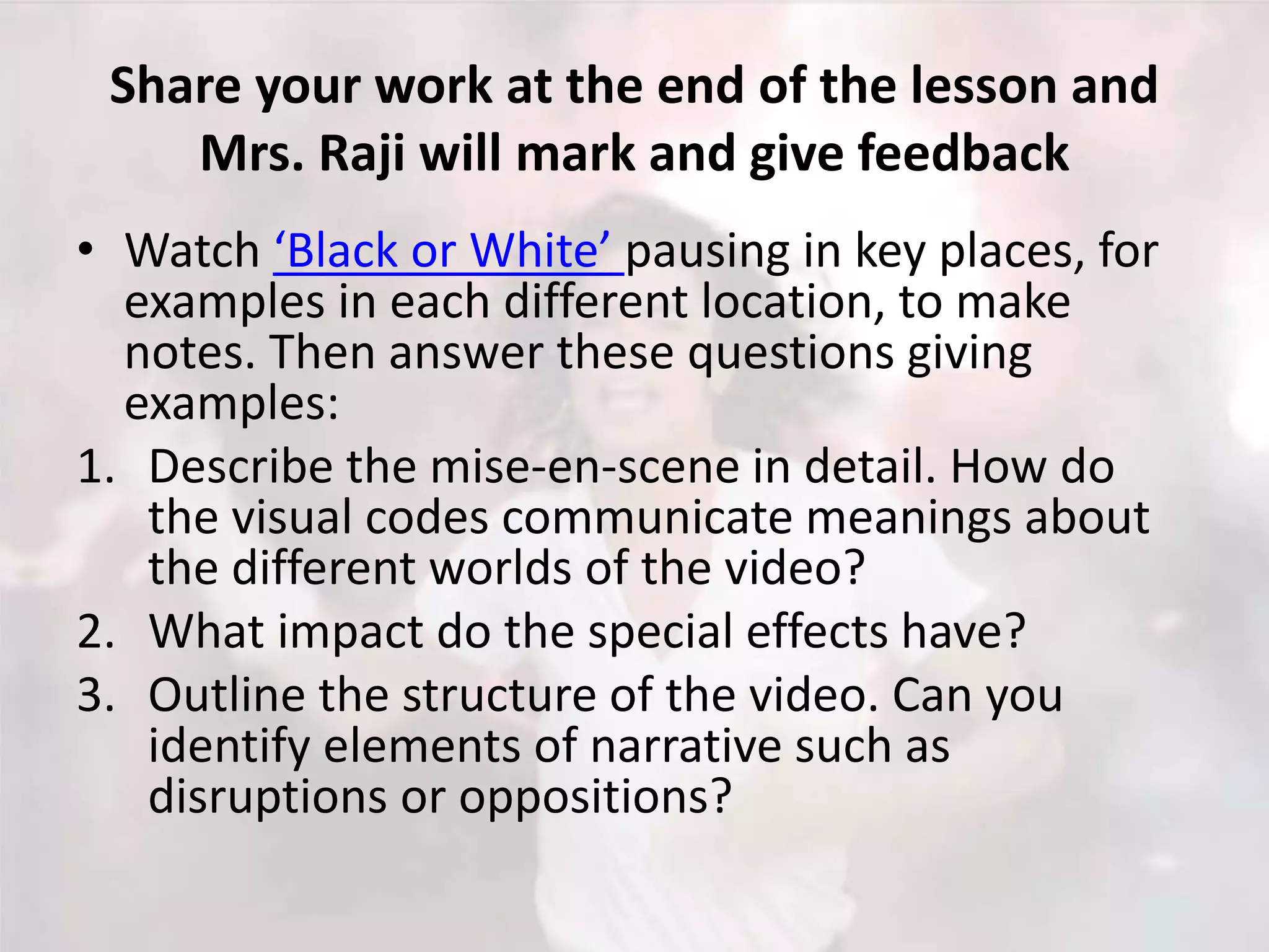 Michael Jackson - Black or White analysis | PPTX