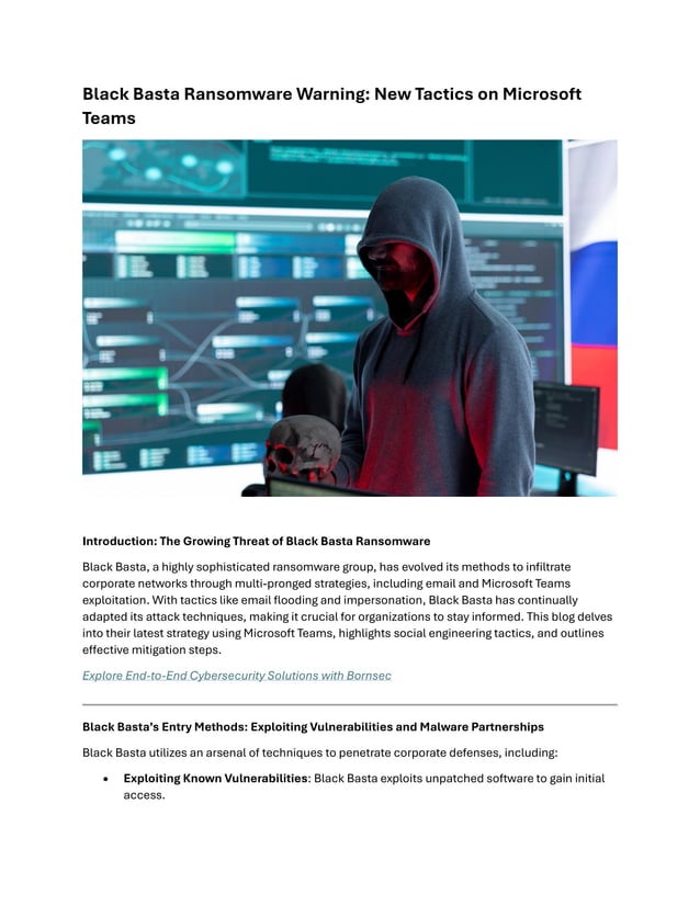 Black Basta Ransomware Warning: New Tactics on Microsoft Teams | PDF