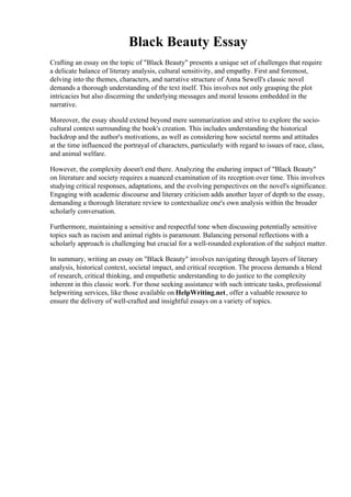 Black Beauty Essay | PDF