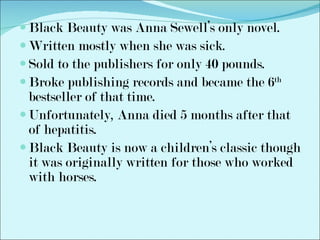 Black beauty (setting) | PPT | Fiction | Books and Literature