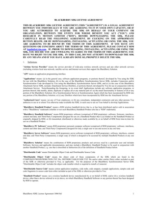 Blackberry SDK License Agreement | PDF | Cloud Computing | Internet
