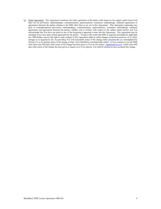 Blackberry SDK License Agreement | PDF