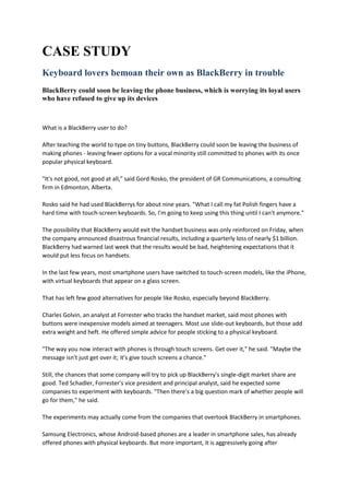 Blackberry case study-As an academic subject of Strategic Management ...