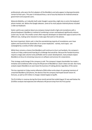 Blackberry case study-As an academic subject of Strategic Management ...