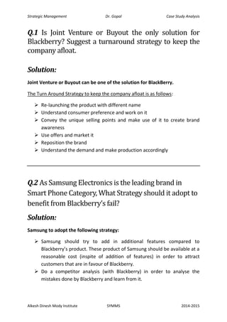 Blackberry case study-As an academic subject of Strategic Management ...