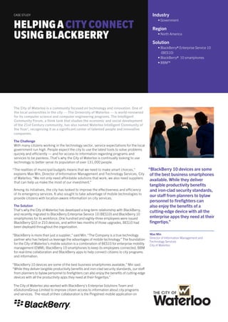 BlackBerry Helps Connect The City of Waterloo | PDF
