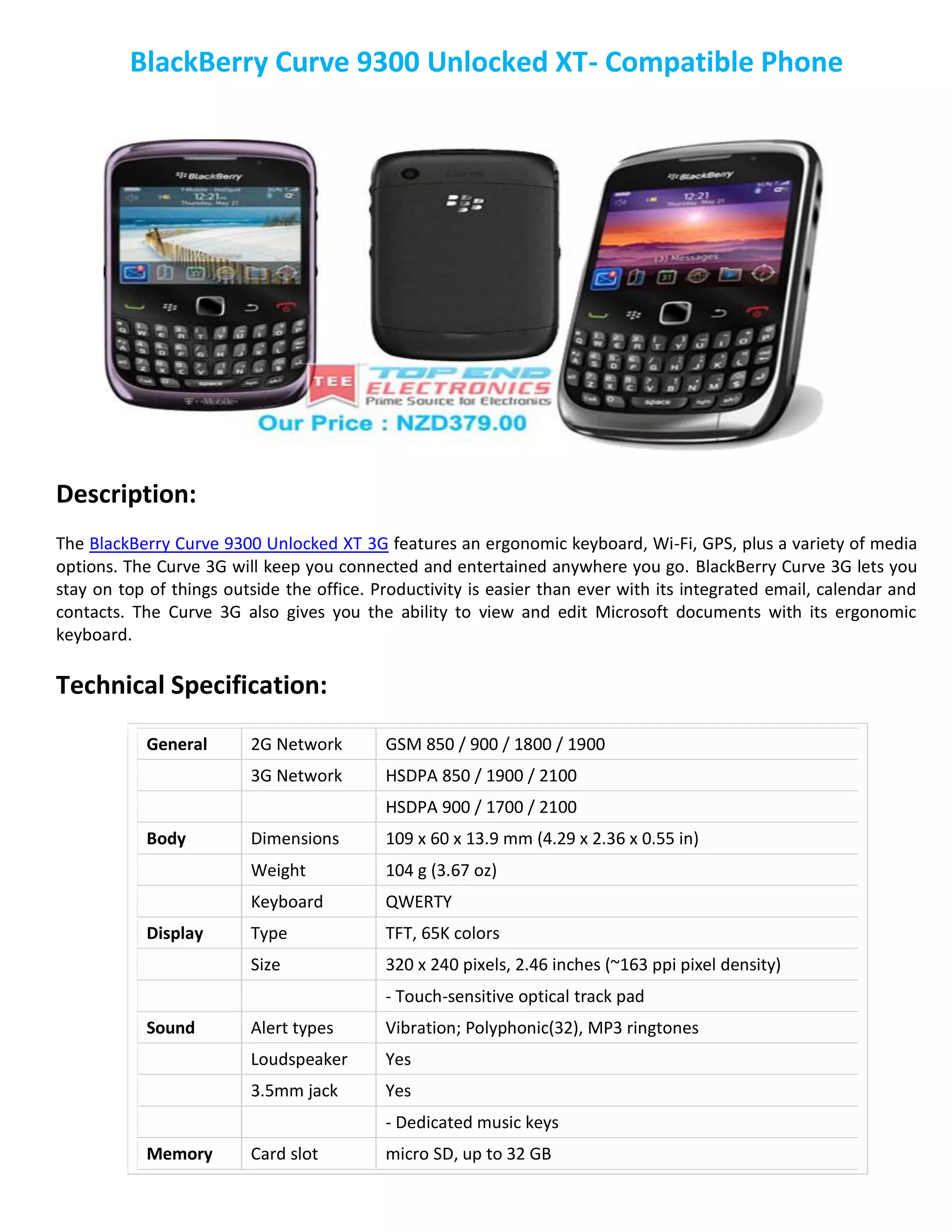 Black berry curve 9300 | PDF
