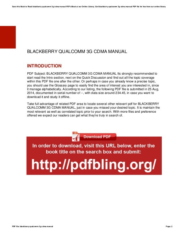 Blackberry qualcomm 3g cdma manual